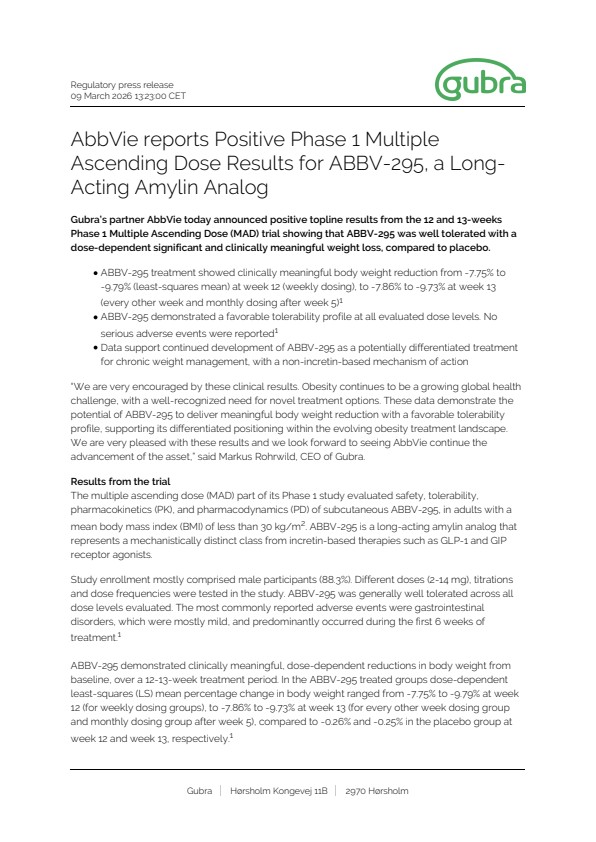 AbbVie reports Positive Phase 1 Multiple Ascending Dose Results for ...